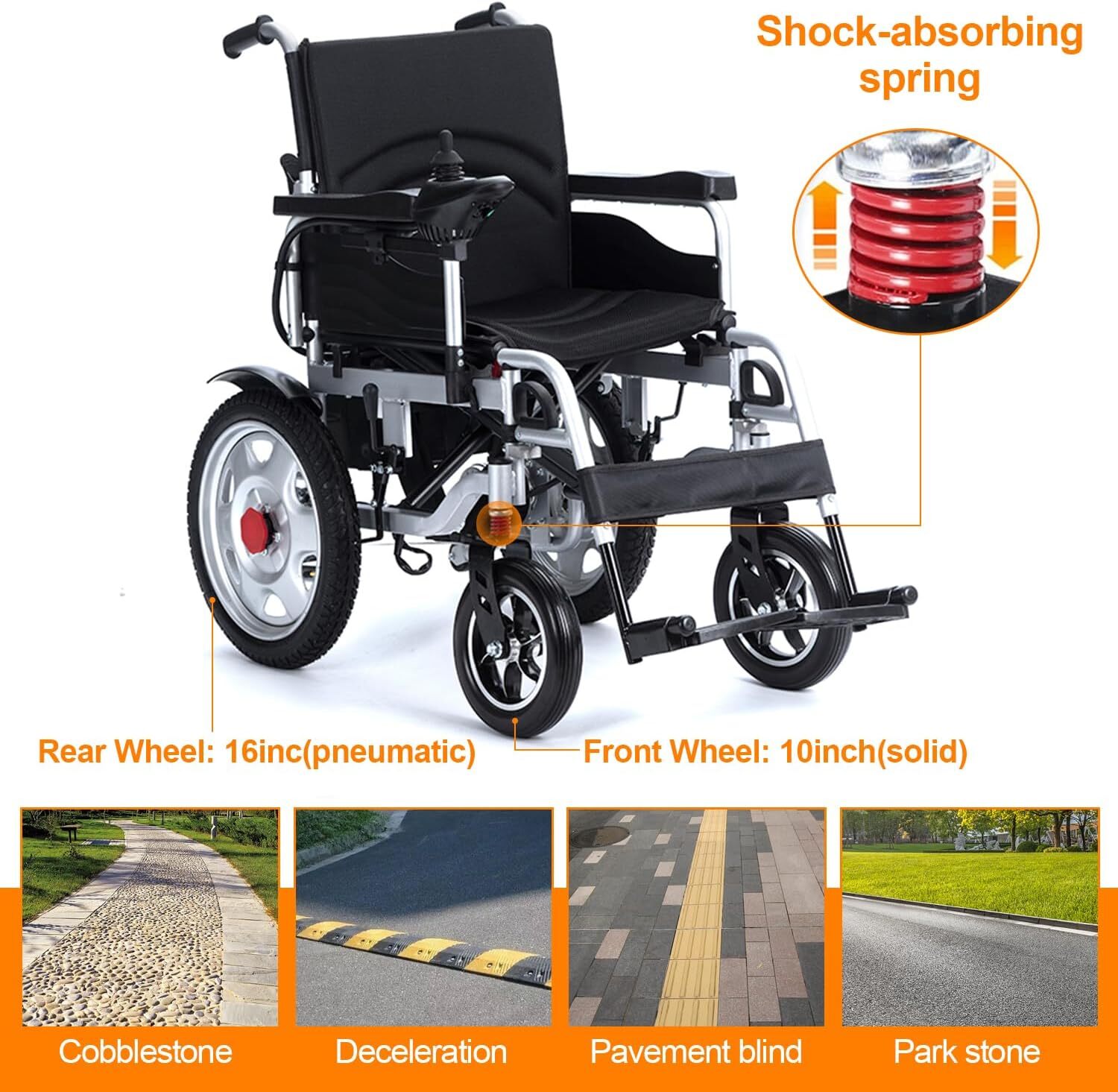 500W Dual Motor Electric Wheelchair Folding Mobility Aid Motorized ...