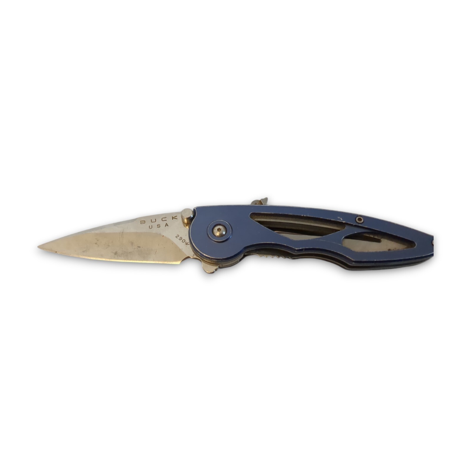 Blue Aluminum Buck 290 Rush Assist Opening Liner Lock Knife USA | eBay
