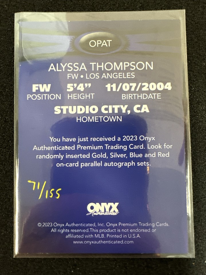 2023 Onyx Premium Cards - Auto - Alyssa Thompson 71/155 Blue Parallel ...