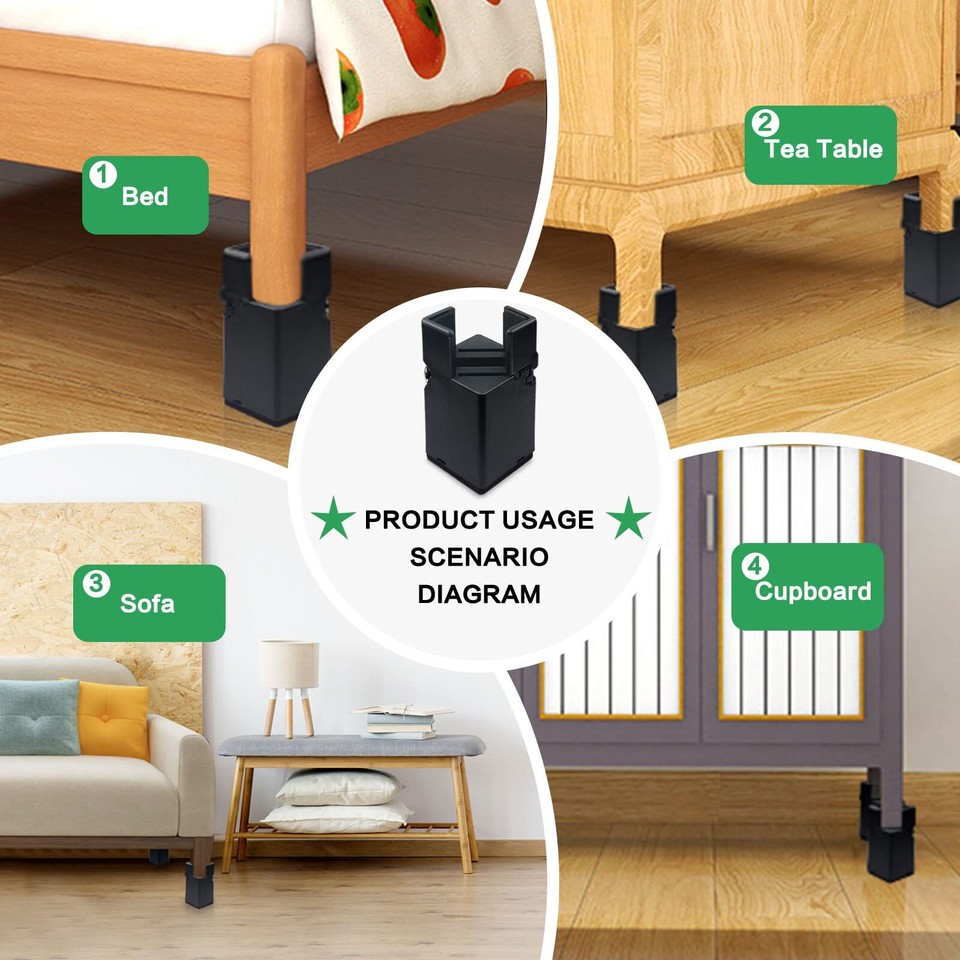 4pcs Adjustable Furniture Risers With Screw Clamp Sturdy Desk Risers ...