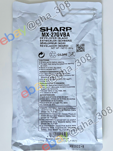 Sharp MX-27GVBA Black Developer Kit BK for MX 2300 N 2700 3500 3501 ...