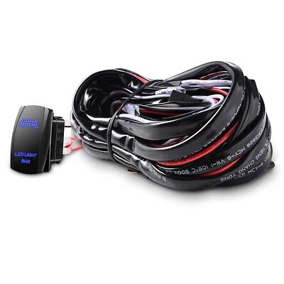 LED Light Bar Wiring Harness Kit 12V 40A Fuse Relay Rocker Switch Kit ...