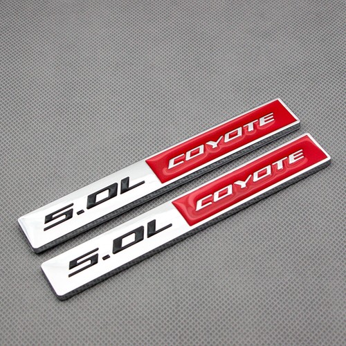 2Pcs 5.0L Coyote V8 Metal Badge 3D Chrome GT Engine Emblem Car Sticker ...