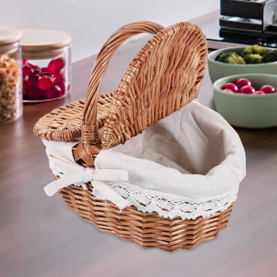 Portable Fruit Basket Multi-function Snack Container Picnic Wicker ...