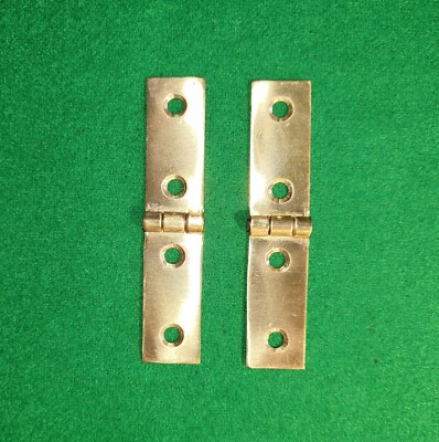 Pair small solid brass strap hinges, antique writing slope tea caddy ...