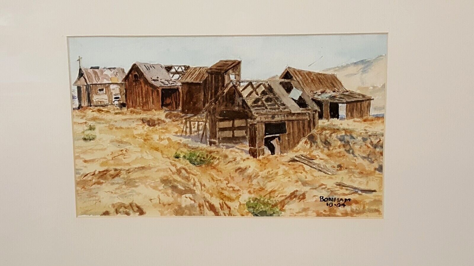 Original watercolor painting old homesteads signed Ed Bonham (1924-2014 ...