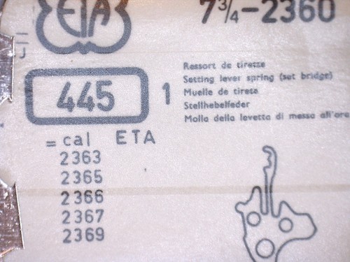 Set Lever Springs # 445 For Popular Watch Movement Manufacturers. All ...