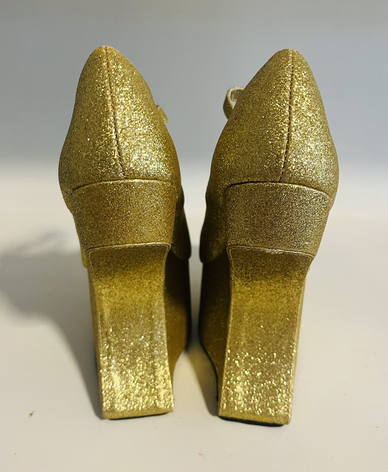 Bumper Gold Glitter Platform Heel Less Wedge Shoes Si… - Gem