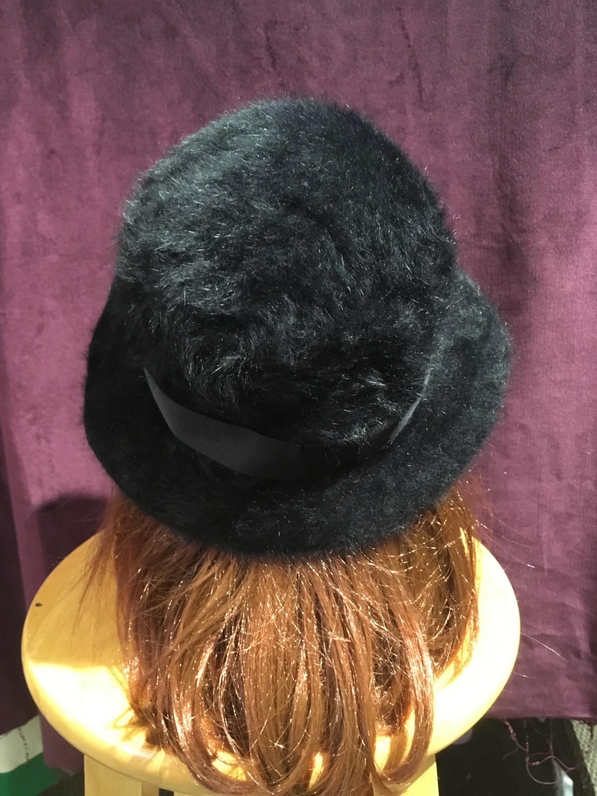 VTG 1950s Bowler Style Hat in Black Rabbit Hair w/ Ribbon by Fluffi by ...