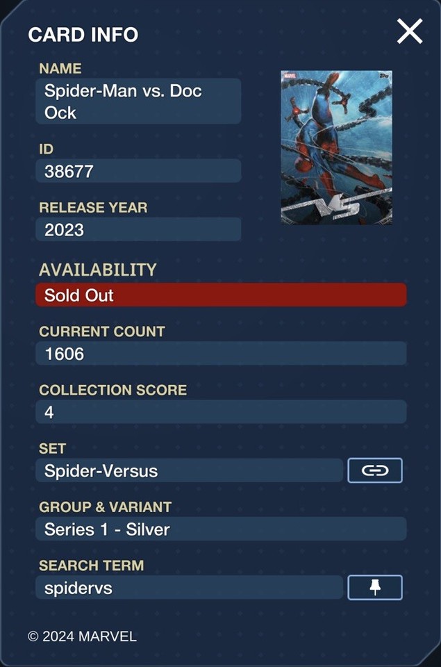 Topps Marvel Collect 2023 Spider-Versus S1 - Spider-Man v Doc Ock SR ...
