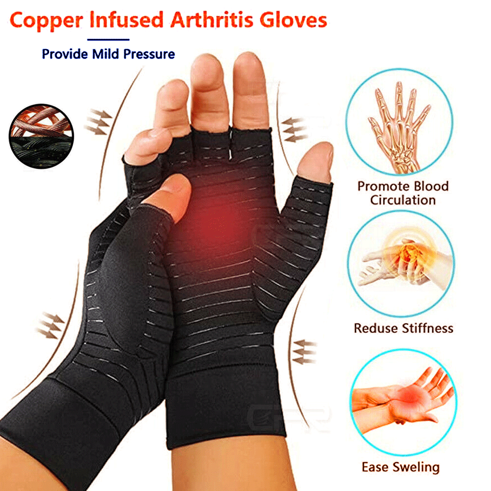 Copper Compression Gloves Carpal Tunnel Arthritis Joint Pain Relief ...