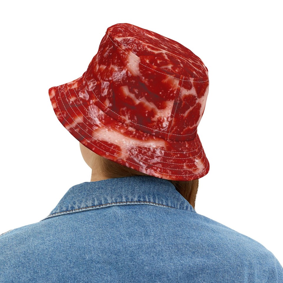 Meat Print Bucket Hat Funny Meat Pattern Hat | Beef | Meat Eaters Free ...