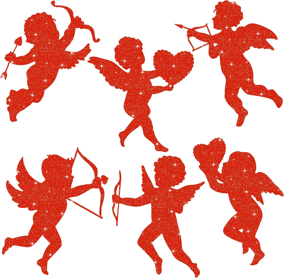 24-Pack Large Red Glitter Cupid Cutouts for Weddings and Events | eBay