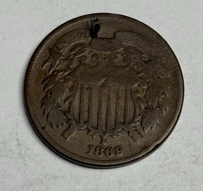1869 Two Cent Piece, Good Details (obv damage) 2c U.S. Coin | eBay