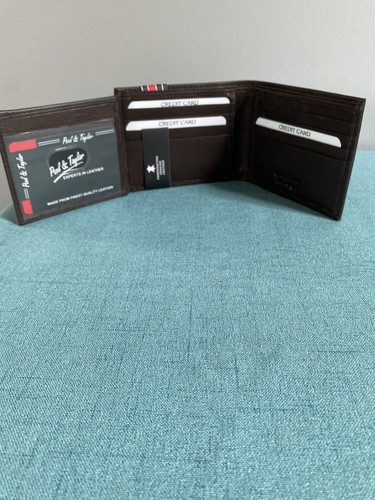 Men's leather slim wallet with two hidden pockets inside, in brown ...