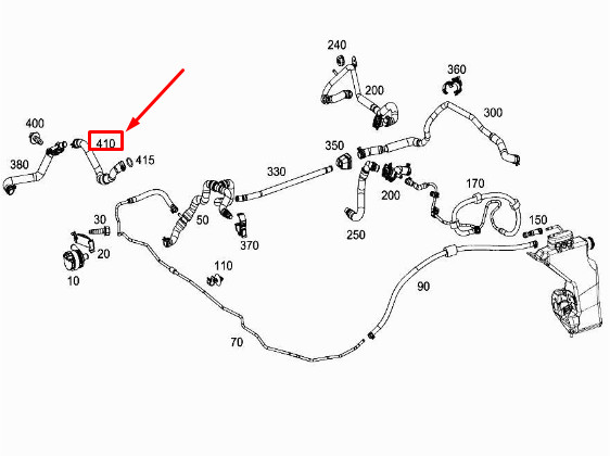 Mercedes-Benz GLC X253 C253 2018 Engine coolant pipe/hose A2058301302 ...