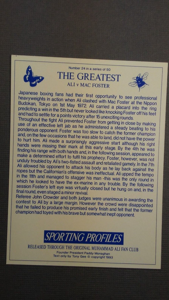 Muhammad Ali vs. Mac Foster Boxing Card - "The Mouth" | eBay