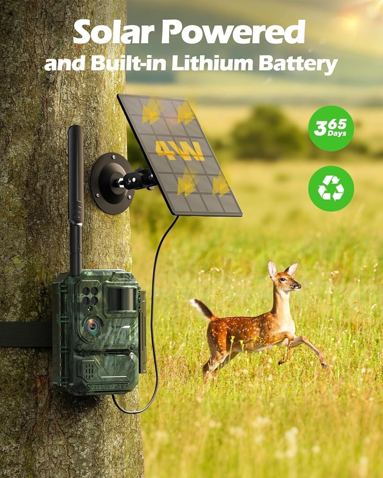 4G LTE Cellular Trail Camera Solar Hunting Game Security Camera 0.1s ...