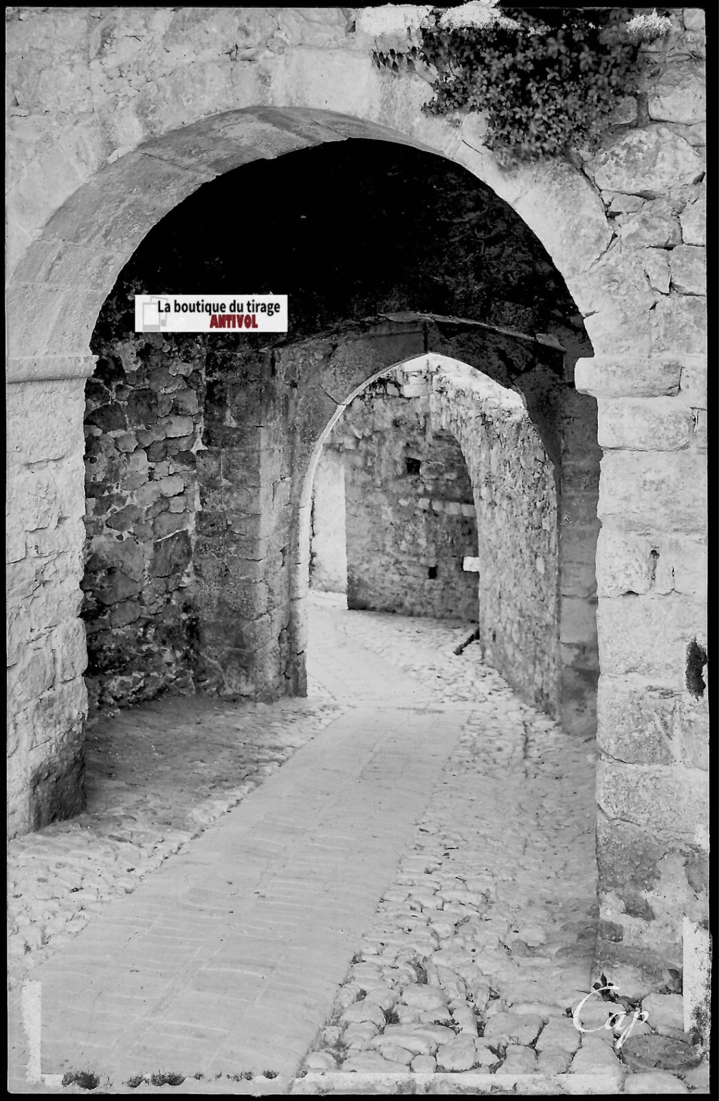 Plate Glass Photo Antique Negative Black & White 3 1/2x5 1/2in, Èze, a ...