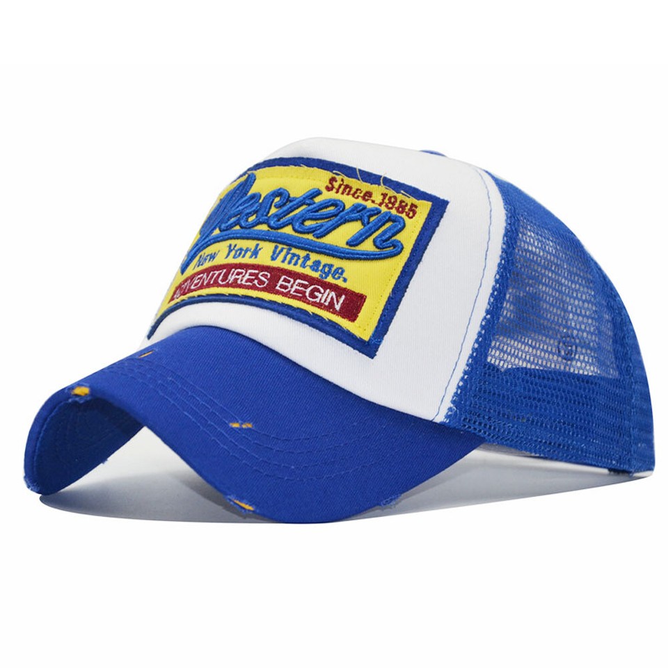 Mens Vintage Western Embroidery Wash Baseball Cap Sun Snapback Mesh ...