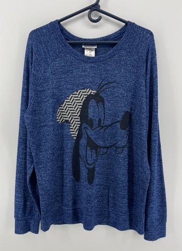 Disney Goofy Crew Neck Pullover Sweatshirt Sweater Womens Sz XL Blue ...