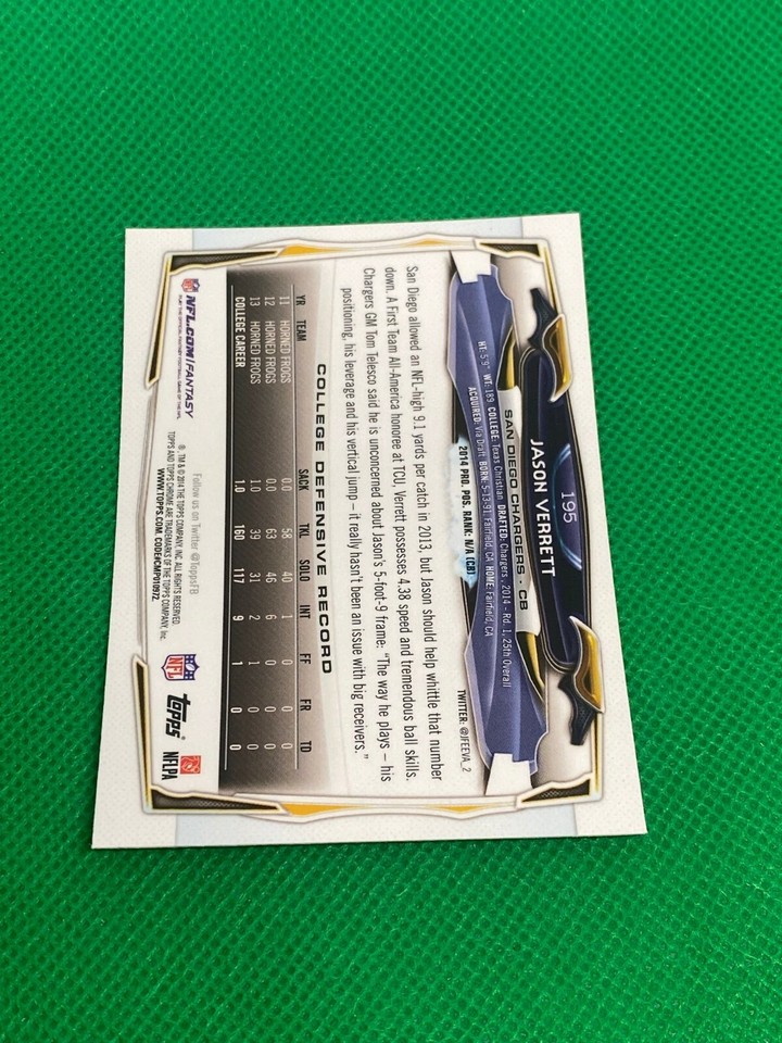 2014 Topps Chrome Silver Refractors Chargers Football Card #195 Jason ...