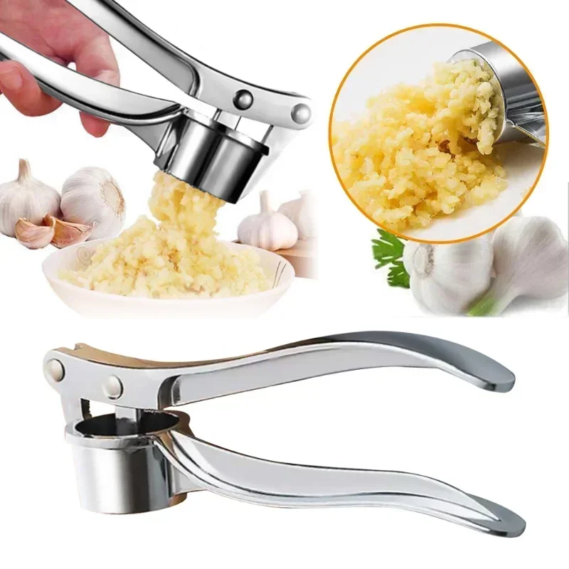 Garlic Press & Ginger Squeezer Stainless Steel Handheld Kitchen Crusher ...