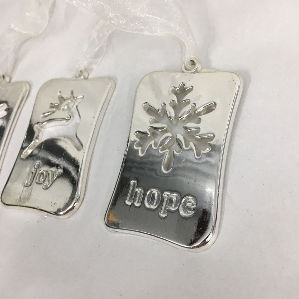 Engraved Cutout Silver Plated Hope,Peace,Joy Ornaments | eBay