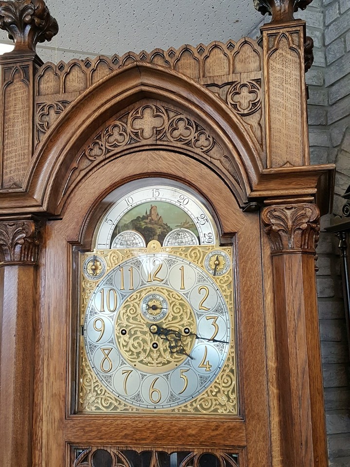 HUGE ANTIQUE GOTHIC HALL GRANDFATHER CLOCK WITH TUBULAR CHIMES,FOR ...