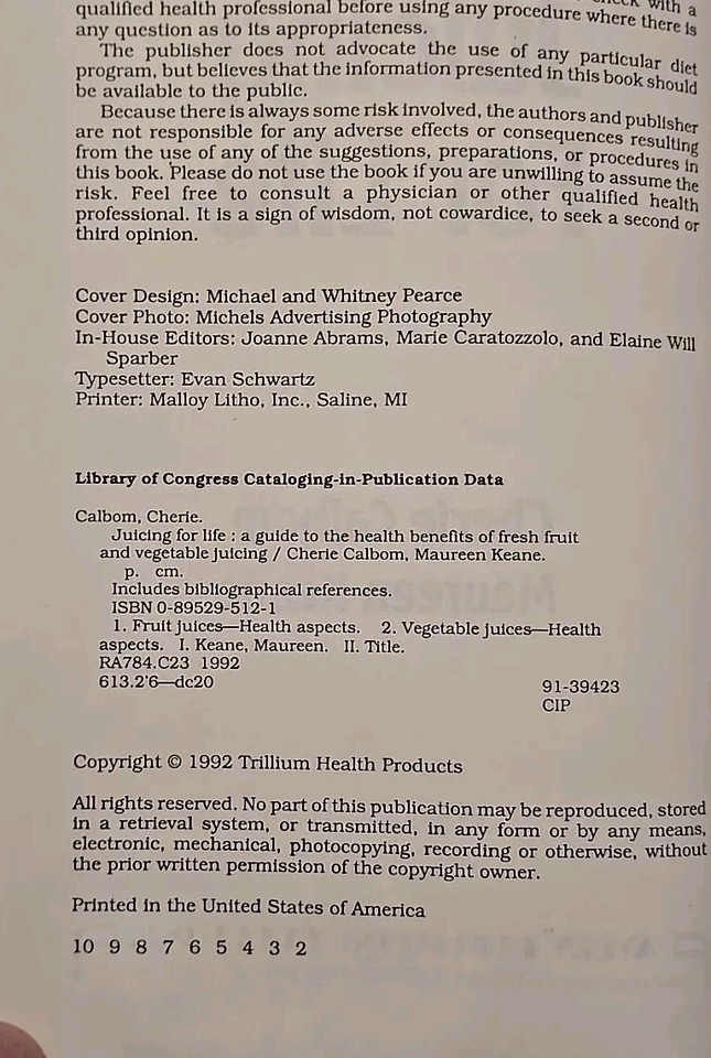 Juicing for Life Cherie Calbom Maureen Keane Paperback Book Vegetable ...