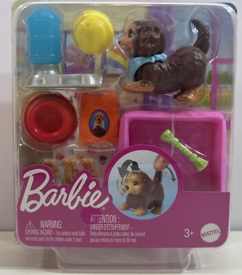 Barbie Mattel Dog & Accessories Interactive Wagging & Nodding Puppy Set ...