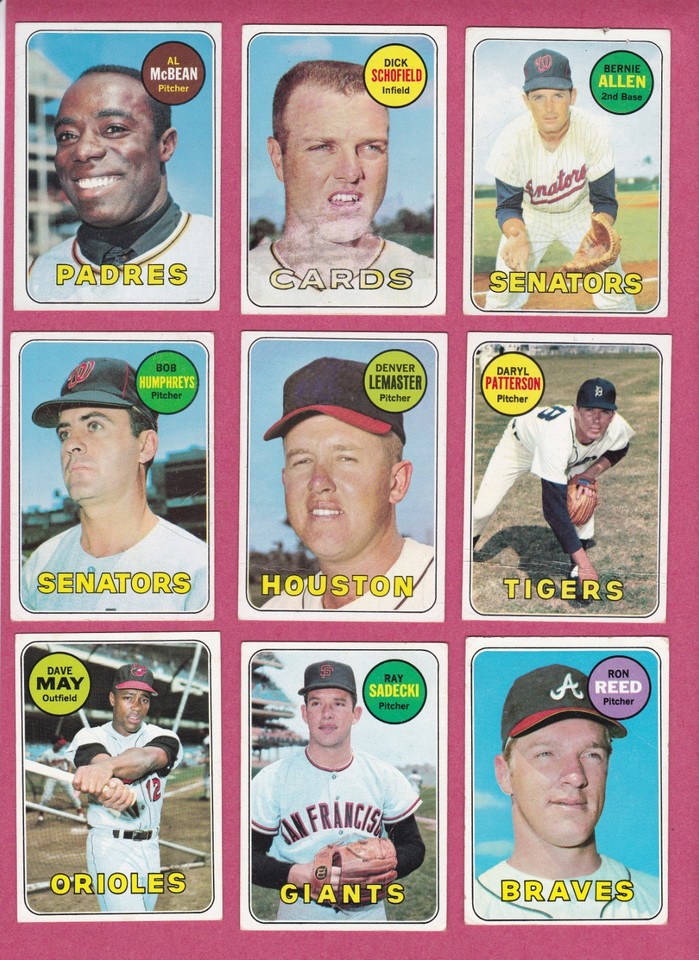 1969 Topps Baseball Cards - commons, poor/fair/good condition, filler ...