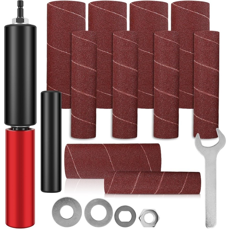 Drum Sander Set,Rubber Sanding Drum Spindle Sander Adapter, with 120 ...