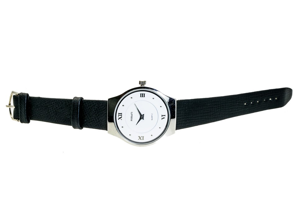 FOSSATI:MENS' LEATHER BAND ROUND EXTRA SLIM CASE TWO HANDS ANALOG ...