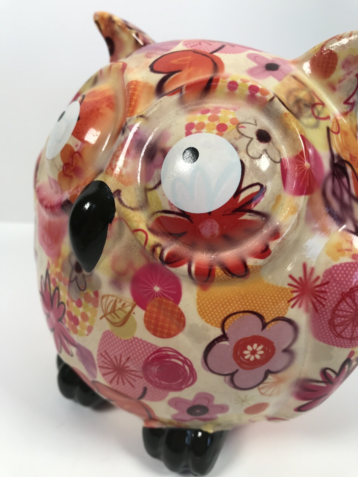 Pomme-Pidou Olive The Owl Ceramic Money Box 14cm Pink Flowers Original ...