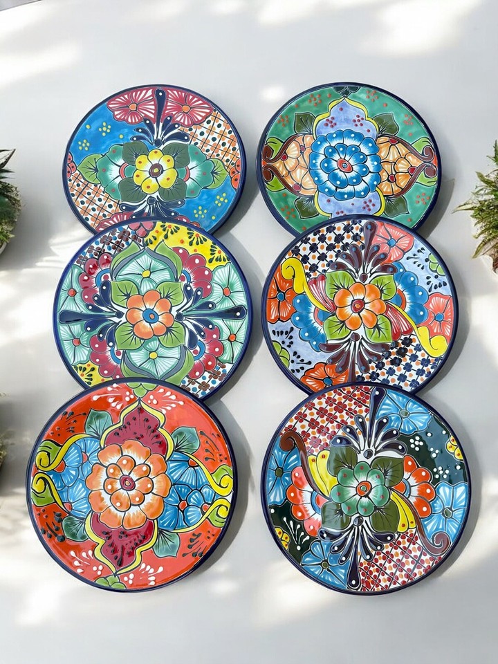Set of 6 Talavera Plates – 10” Hand-Painted Mexican Pottery, Unique ...