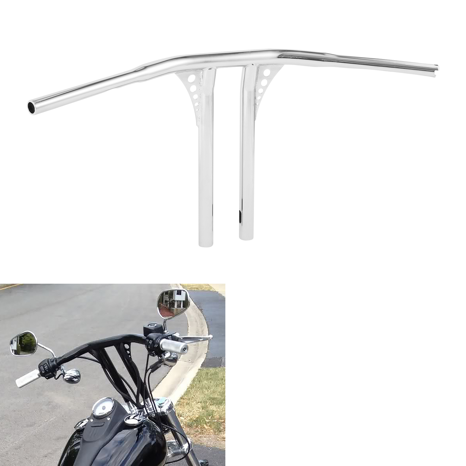 16'' Rise Fat T-Bar 1-1/4" Handlebar Fit For Harley Dyna Street Bob ...
