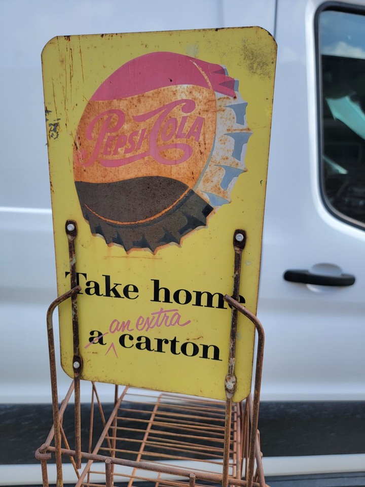 Vintage Pepsi Bottle Rack Double Sided Soda Cap Sign General Store ...
