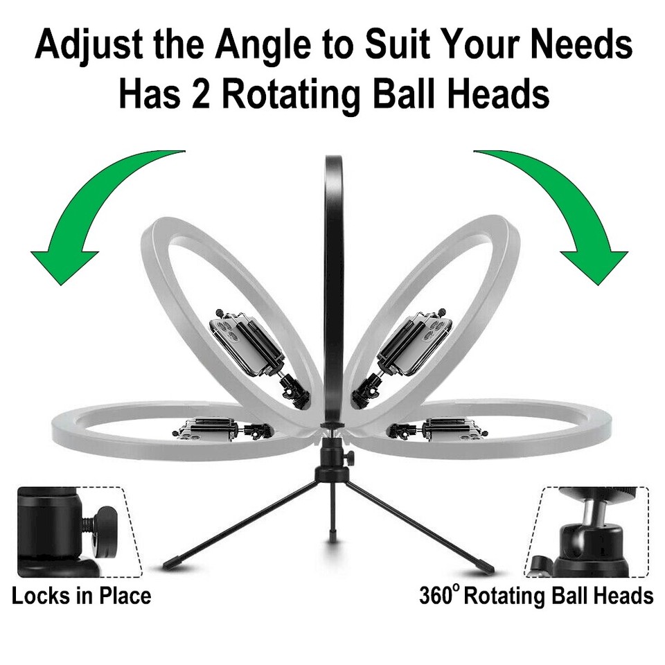 10" LED Ring Light Mini Stand Kit Dimmable Photos Studio Selfie Phone ...