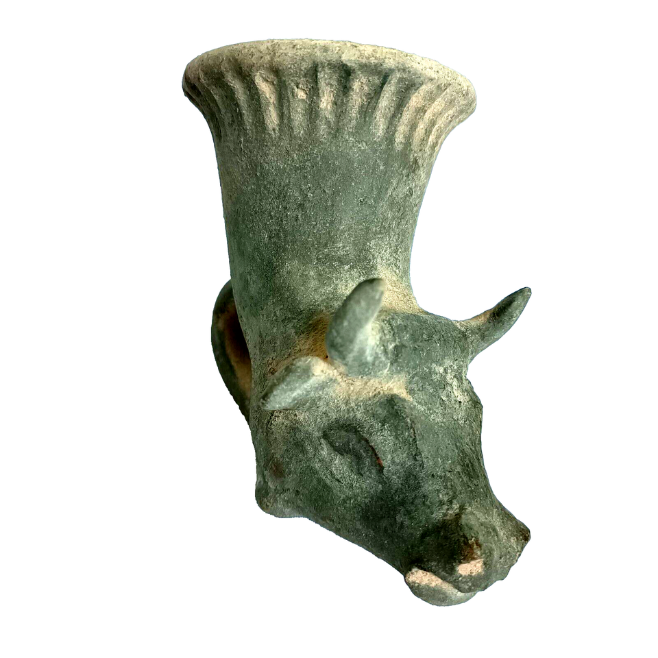 300 BC Ancient Roman Terracotta Drinking Rhyton Pottery Artifact Museum ...
