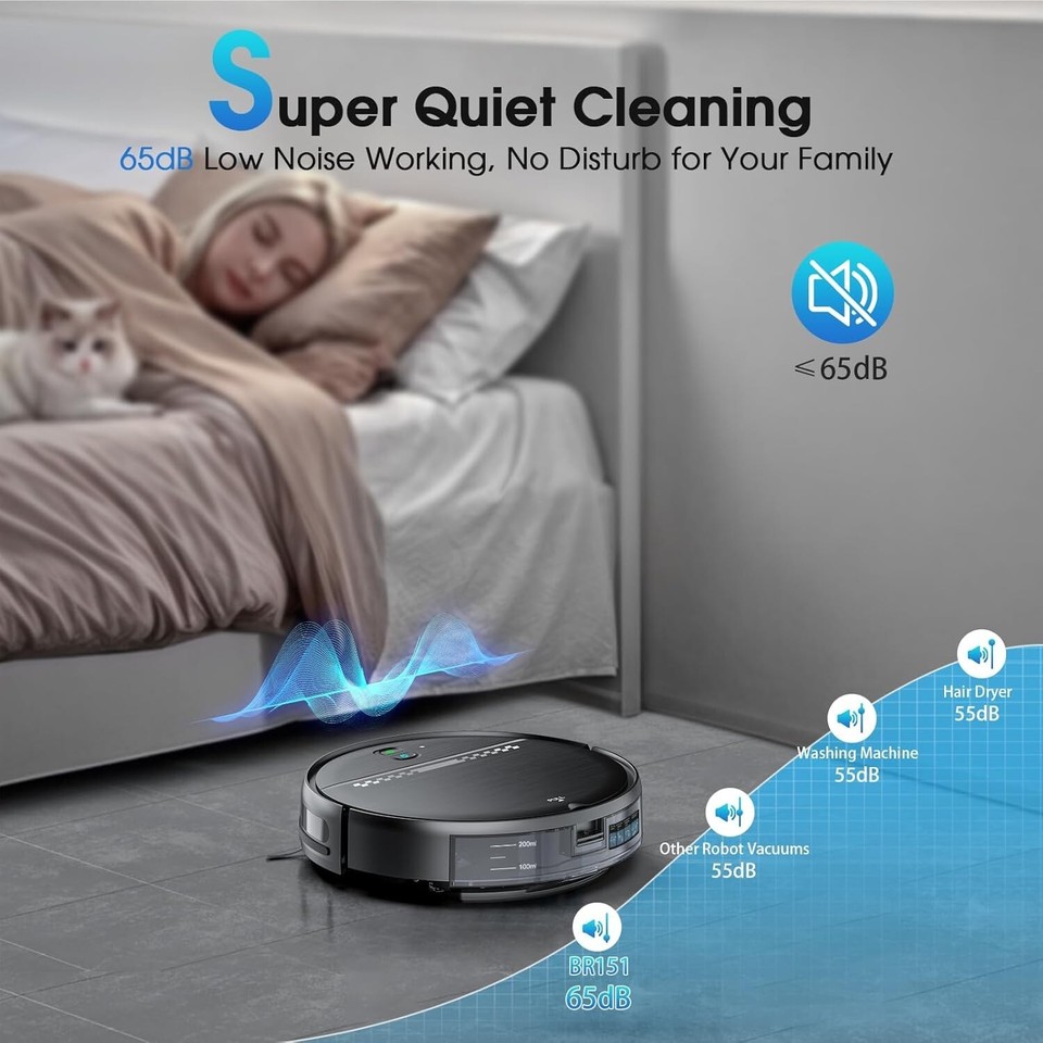 Robot Vacuum & Mop 2-in-1 Robotic Vacuums Cleaner Smart Max Strong Suction BR151 | eBay