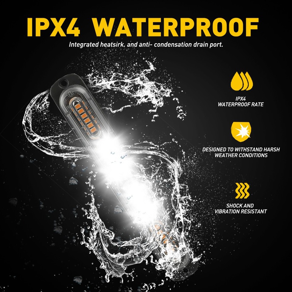 2X White Amber 24LED Car Truck Warning Hazard Flashing Beacon Strobe ...