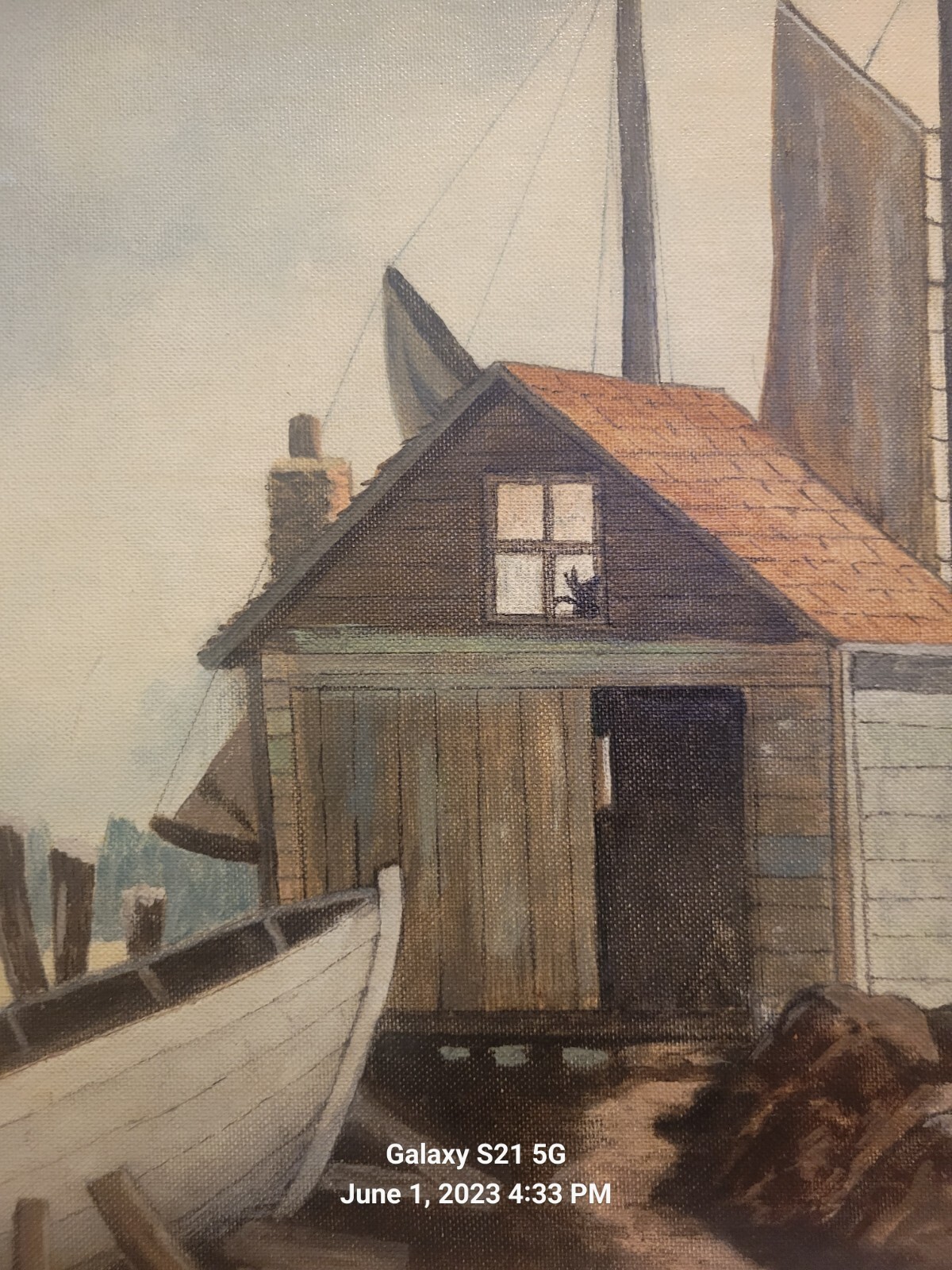 Original James Bonner oil painting "I REMEMBER OLD SANTOS" Boat in ...