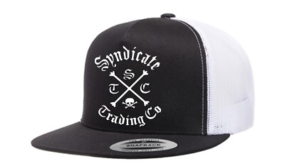 Syndicate Trading Company Crossbones Flat Bill Snap Back Trucker | eBay