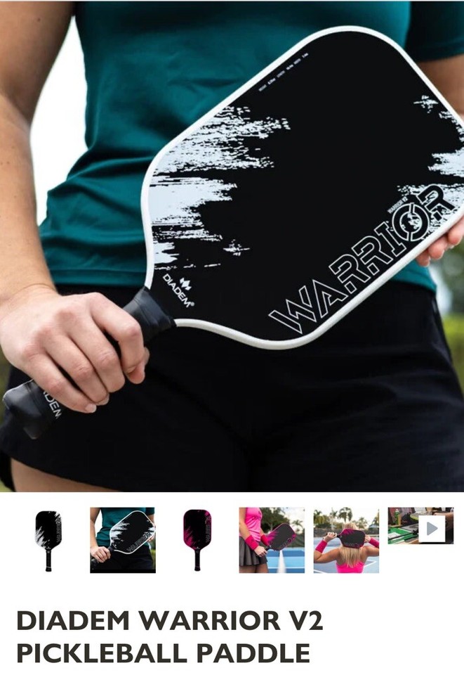 Diadem Warrior V2 Pickleball Paddle, 19mm Molded - 8.25oz - White (New ...