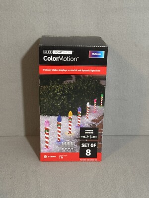 GEMMY Set of 8 Lightshow Color Motion Christmas Candy Cane Pathway LED ...