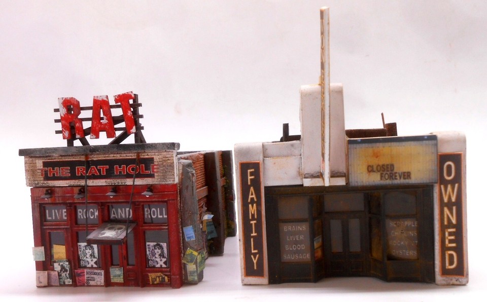 Downtown Deco HO Scale Building 2 Kit Lot Biker Bar + Restaurant Great ...