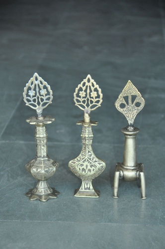 3 Pc Vintage Black Eye Powder Brass Handcrafted Bottles With Jali Cut ...