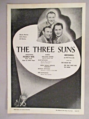 The Three Suns PRINT AD - 1944 | eBay