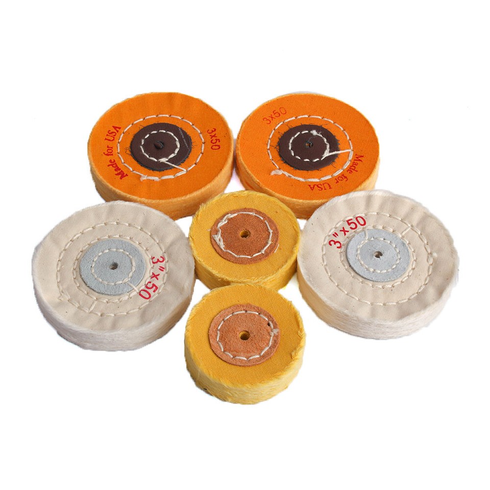 6pcs 2" 3" Mirror Polishing Cotton Cloth Wheel Buffing Buffer Pad Set ...
